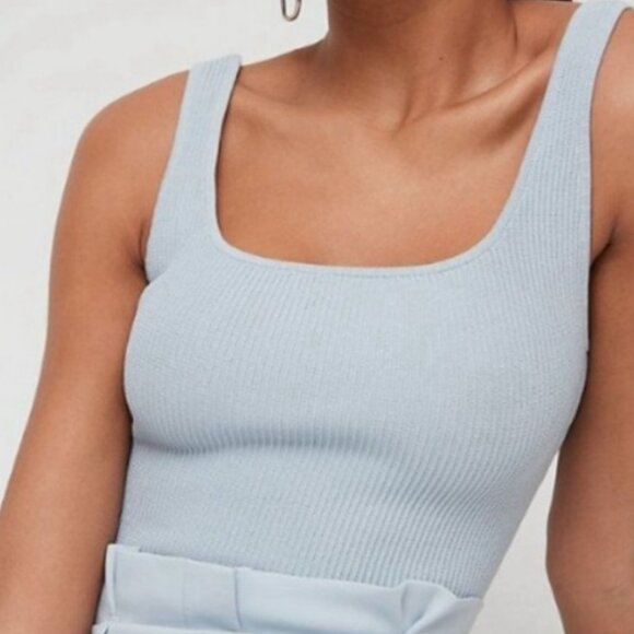 Aritzia | Tops | Aritzia Babaton Sculpt Knit Light Blue Ribbed Tank ...